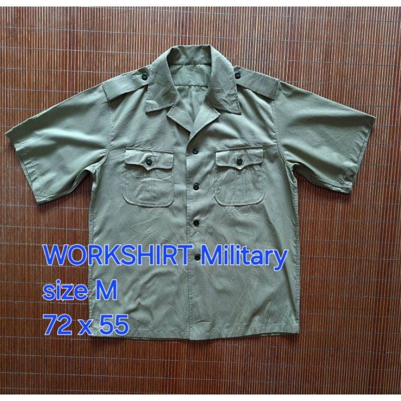 Jual Baju Kemeja Lapangan Workshirt Military Army Open Collar Lengan ...