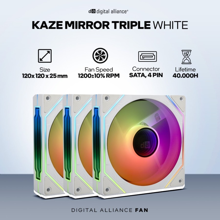 Jual Digital Alliance Kaze Mirror Triple Fan 120mm ARGB 3in1 - Fan Case 12CM Digital Alliance ...