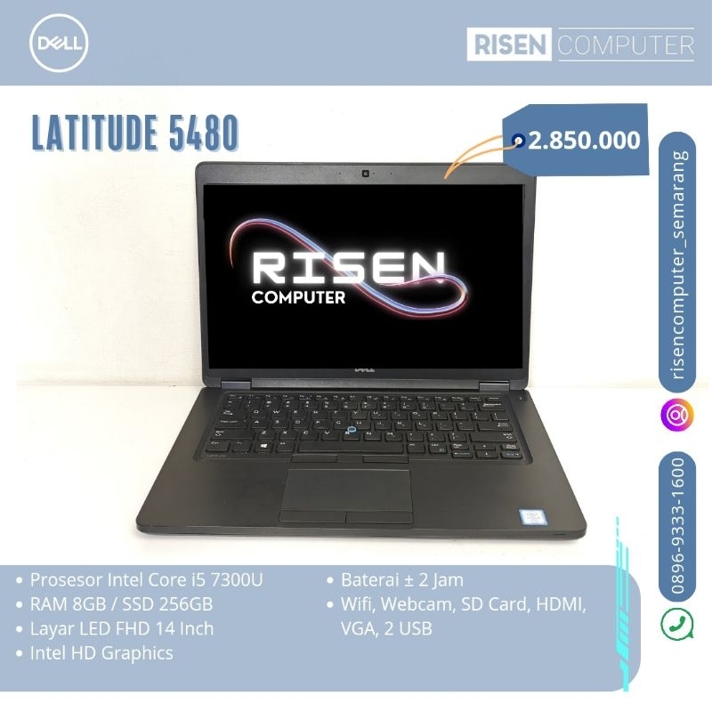 Jual Second LAPTOP DELL Latitude 5480 Intel Core i5-7300U RAM 8GB SSD 256GB Notebook 14inch ...