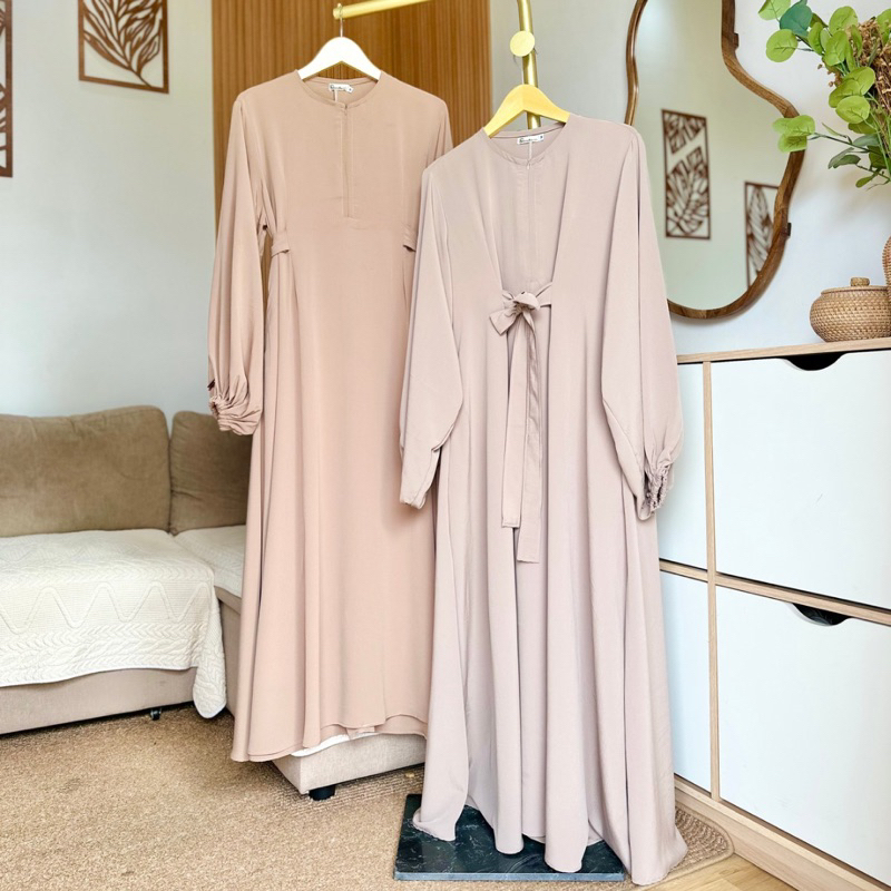 Jual Ara Dress Style 2in1 Gamis Lengan Balon Bahan Flowy Lux Gamis ...