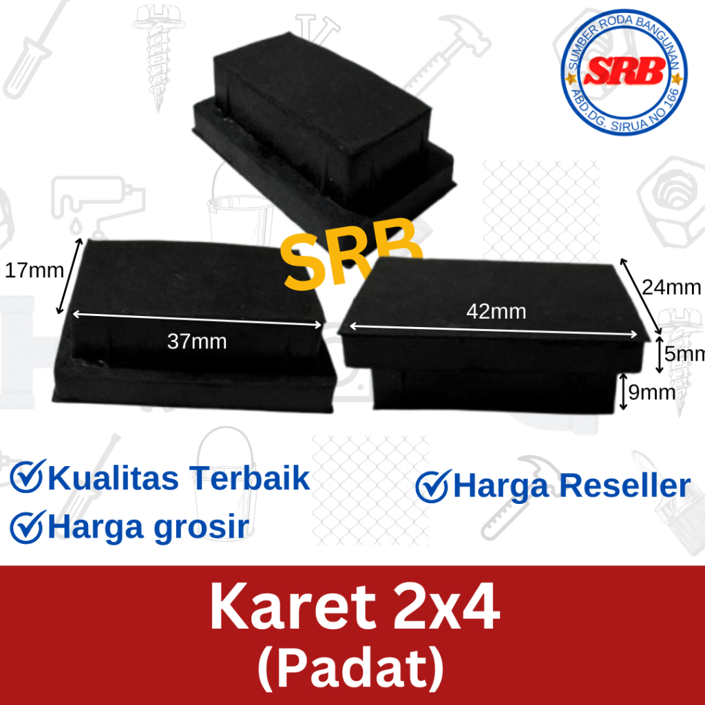 Jual Karet Hollow 2x4 Padat | Karet Kaki Meja Kursi Rak Furniture Besi ...