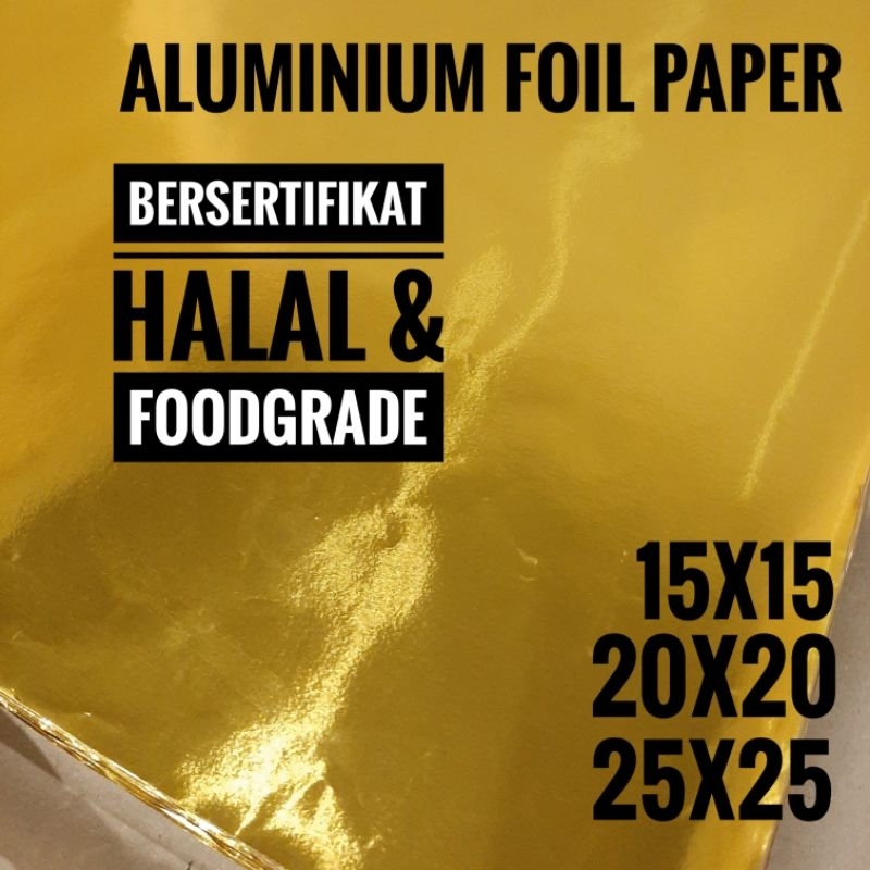 Jual Aluminium foil PAPER 15x15 cm isi 100 lembar bersertifikat Food ...