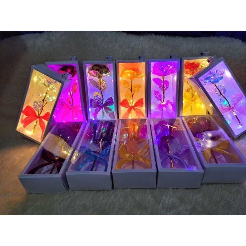Jual Gift Box Led/Flower Box Led/Mawar Foil/Ukuran 20*8*5,5 Cm/Souvenir ...
