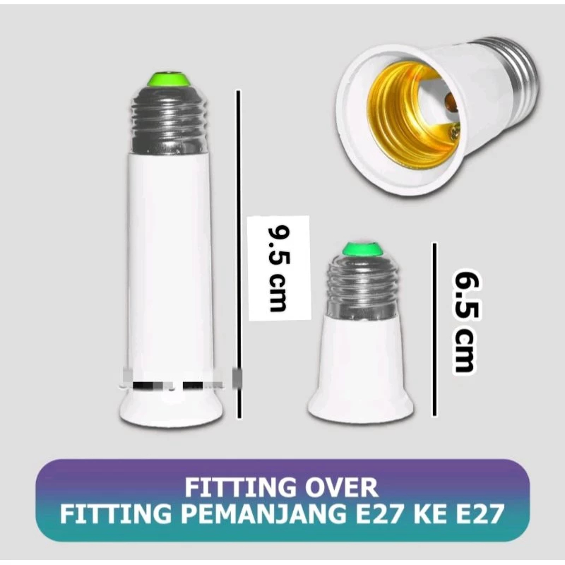 Jual FITTING SAMBUNGAN DOWNLIGHT PANJANG Fiting Sambung EXTENSION 95mm 65mm / 6,5cm 9,5cm E27 To ...