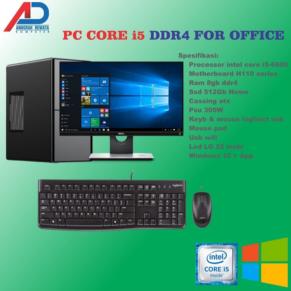 Jual KOMPUTER CORE I5 GEN 6 RAM 8GB SSD 512GB LED 22 INCHI FULL SET ...