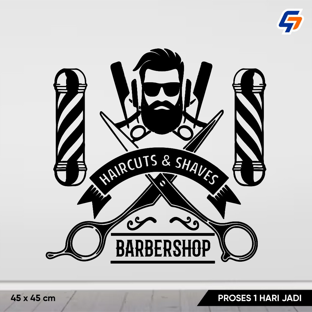 Jual STIKER DINDING CUTTING STIKER BARBERSHOP STIKER POTONG RAMBUT ...
