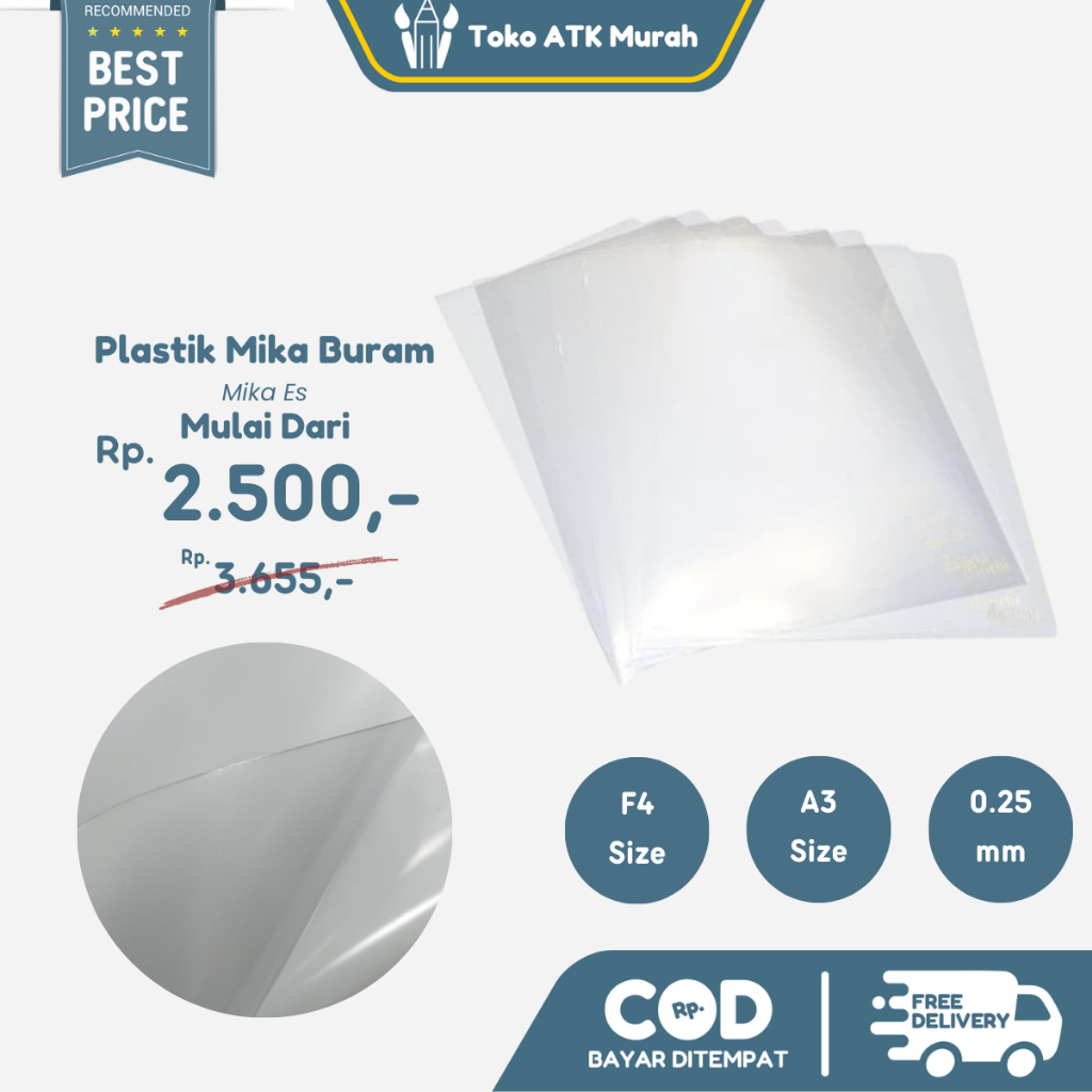 Jual Plastik Mika Es - Mika Buram 0.25mm Folio (21.5 x 33cm) / A3 ...