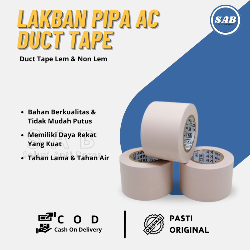 Jual Lakban AC / Isolasi Tahan Panas / Duct Tape Tipe Lem & Non Lem ...