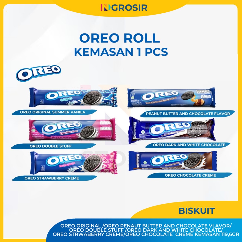 Jual Biskuit Oreo Roll Rasa Original/Strawberry Creme/Cokelat Creme ...