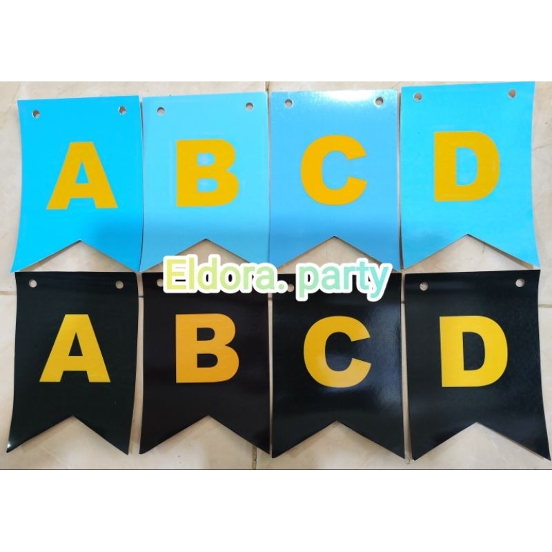 Jual Banner Huruf Custom Nama Biru Gold/Hitam Gold/Flag Custom Nama ...