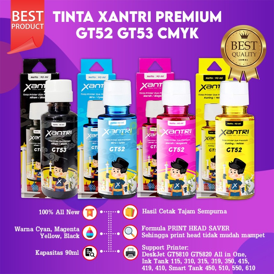 Jual FixPrint - Tinta Refill GT53XL GT53 Black Xantri Original GT52 ...