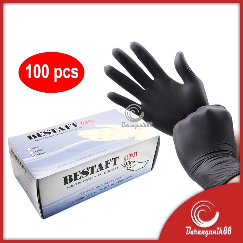 Jual Sarung Tangan Nitrile Karet 100 pcs Hand Glove Rubber Hitam Black ...