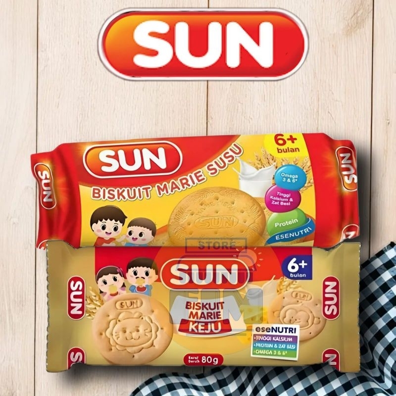 Jual Sun Biskuit Marie Camilan Bayi Varian Rasa Keju 80 gr dan Susu 80 ...