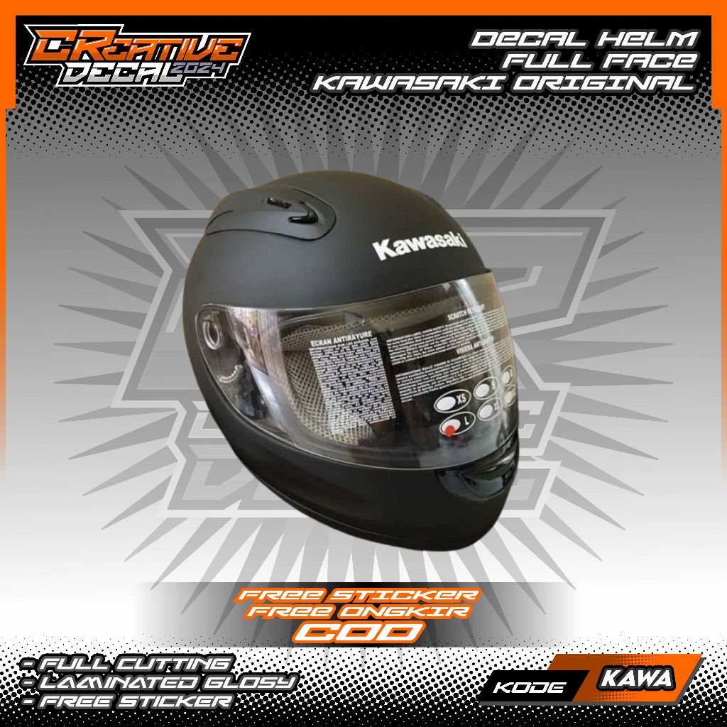 Jual STIKER DECAL HELM KAWASAKI ORIGINAL FULL FACE | DECAL HELM | DECAL ...