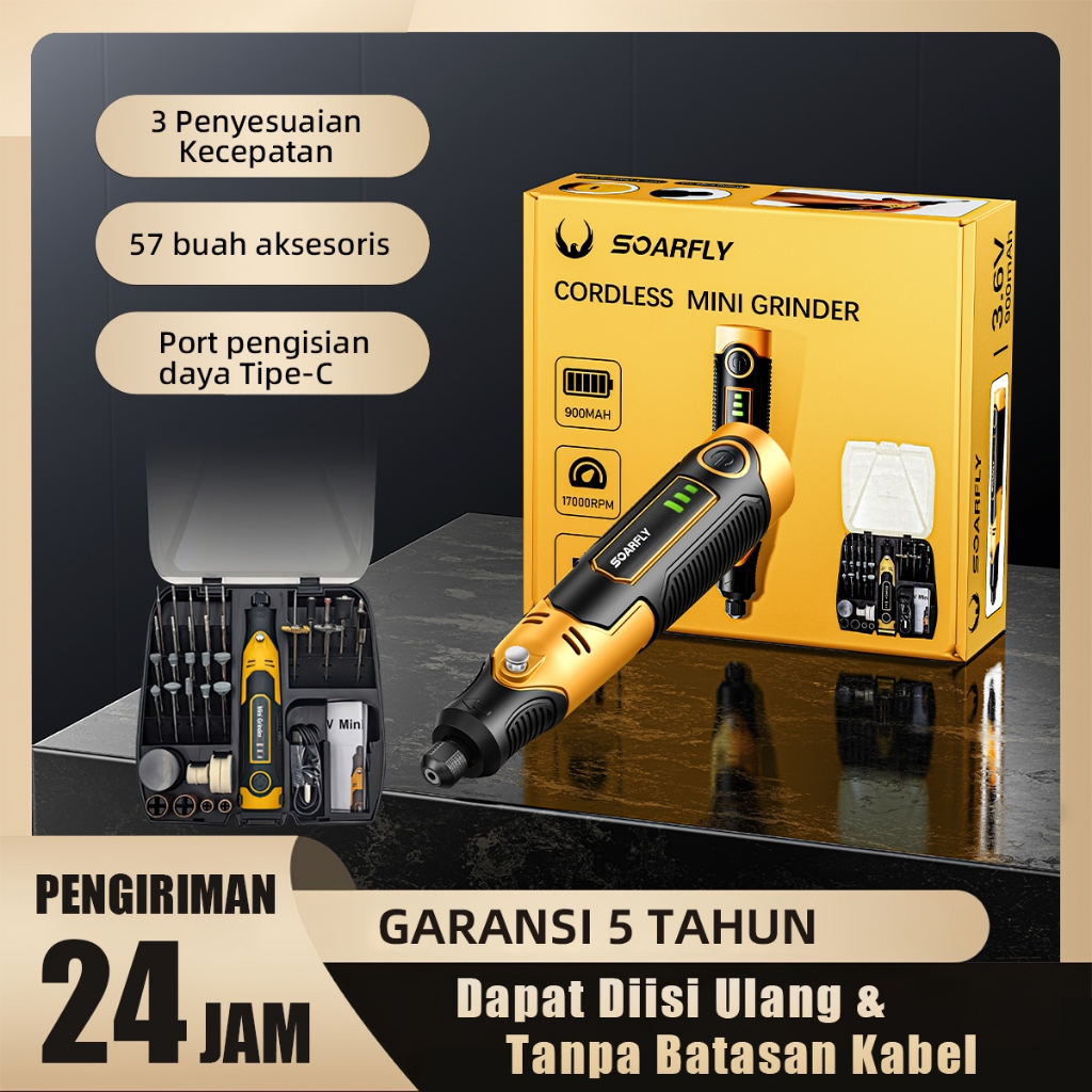 Jual SOARFLY Bor Mini Grinder Set 57 pcs Penggiling Mini USB Isi Ulang ...