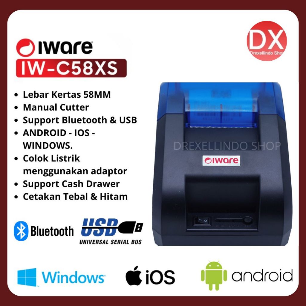 Jual Printer Bluetooth Kasir Thermal RPP02N PPOB Iware C-58XS | C58XS 58mm | Shopee Indonesia