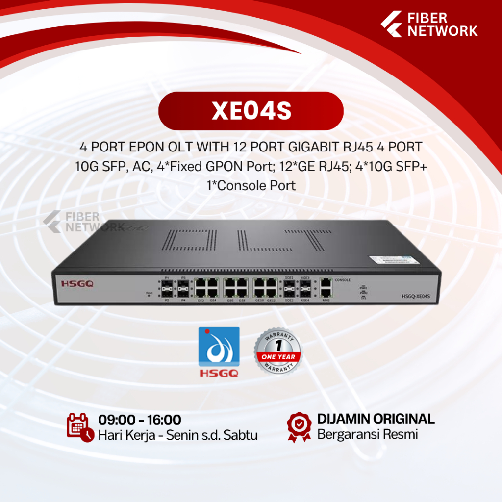 Jual HSGQ XE04S 4 PORT EPON OLT WITH 12 PORT GIGABIT RJ45 4 PORT 10G SFP, AC, 4 Fixed GPON Port ...
