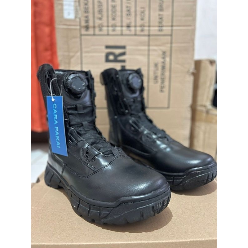 Jual SEPATU PDL TALI PUTAR ASLI JATAH POLRI FULL KULIT DENGAN RESLETING ...