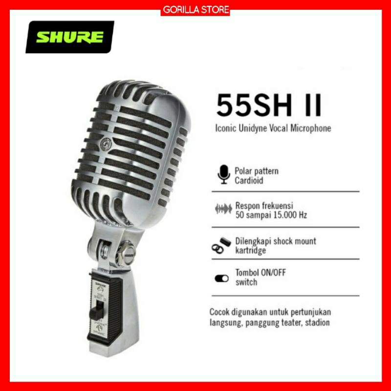 Jual Shure Microphone 55 SH II Iconic Unidyne Vocal Microphone | Shopee ...