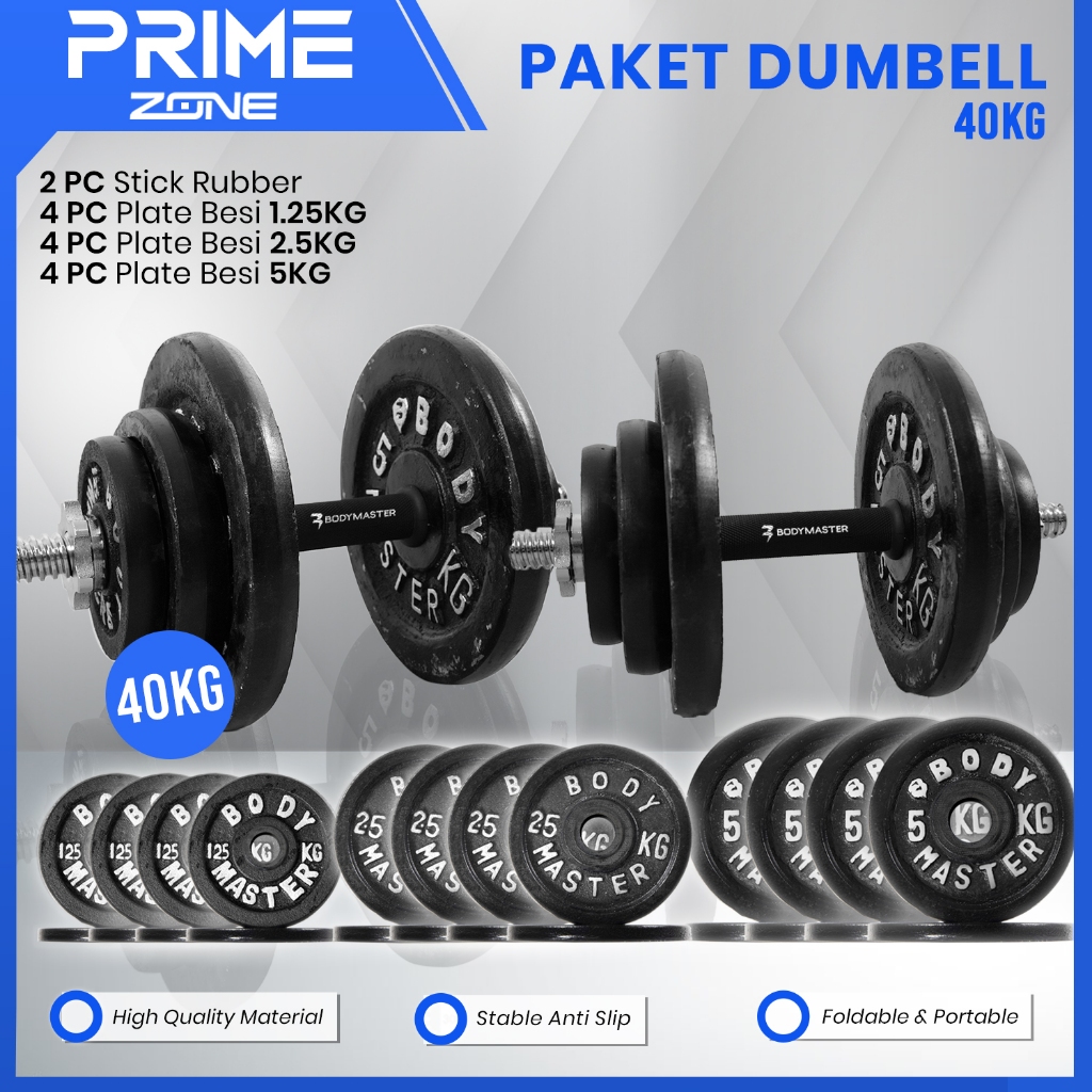 Jual BODYMASTER Paket Dumbell Set Besi 40 KG - Barbel 20kg Angkat Beban ...