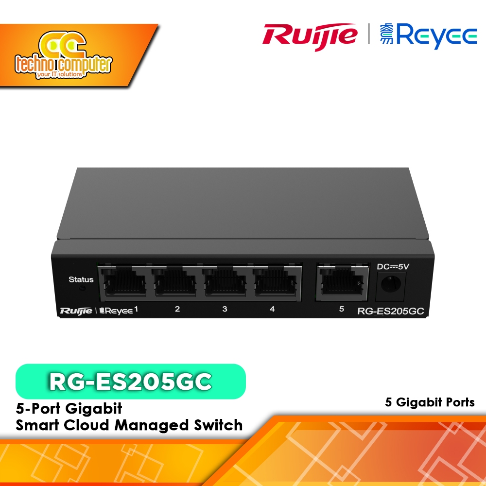 Jual SWITCH HUB RUIJIE RG ES205GC 5-Port Gigabit Smart Cloud Managed Switch | Shopee Indonesia