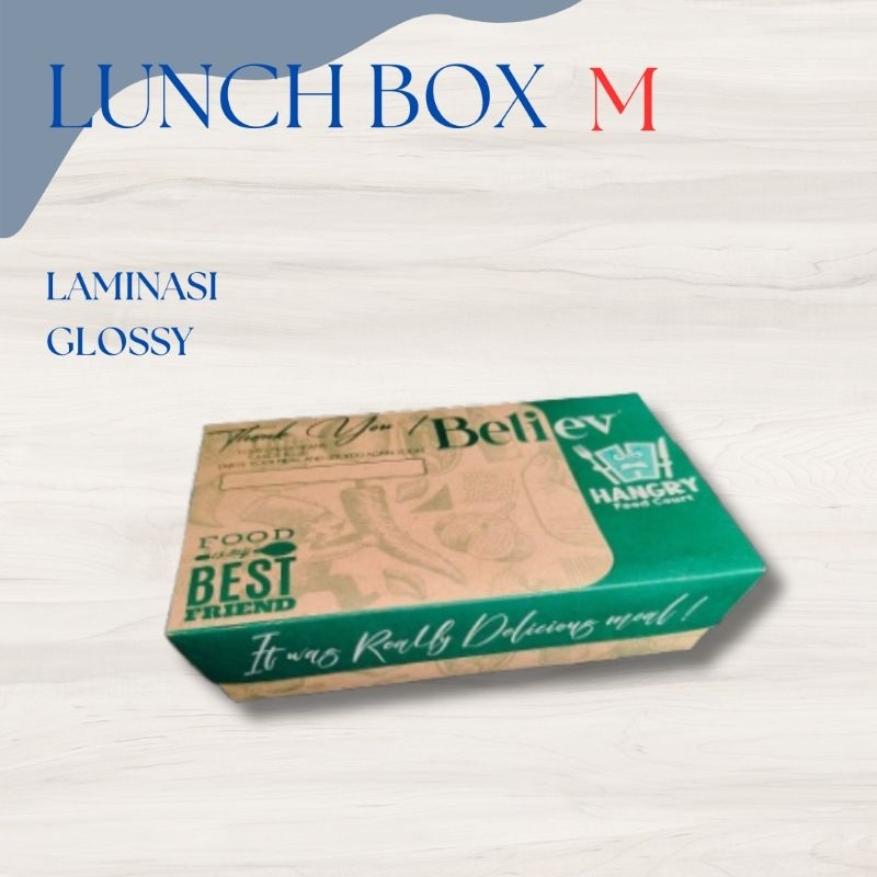 Jual Paper Lunch Box M /L Motif Hijau Laminsai Glossy Paper Lunch Box ...