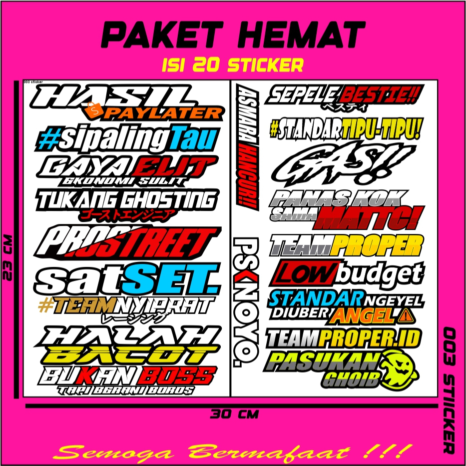 Jual 003 Sticker setiker stiker striping sponsor racing boy bos kecil ...