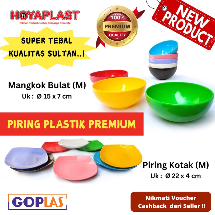 Jual Piring Makan / Mangkok Makan Plastik Merk HOYA PLAST - SUPER TEBAL ...