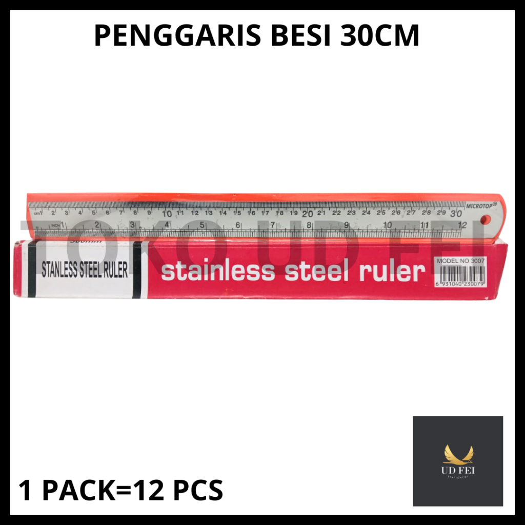 Jual (1 PACK=12 PCS) Penggaris Besi/ Penggaris 30cm/ Penggaris Besi ...