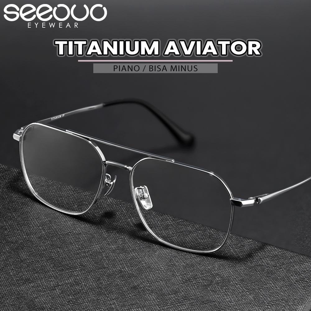 Jual Seeouo Frame Kacamata Model Kotak Aviator Plano Lens Style Pria dan Wanita Unisex Bahan ...