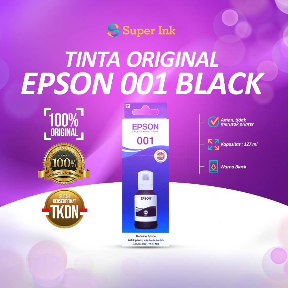 Jual Tinta EPSON 001 Black Original L4150 L4160 L6160 L6170 L6190 ...