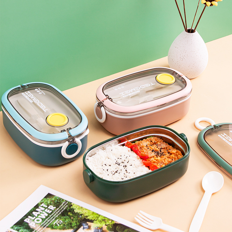 Jual LUNCH BOX ANAK STAINLESS KOTAK MAKAN 2 SEKAT KAPASITAS 900ML FREE SENDOK GARPU ANTI TUMPAH ...