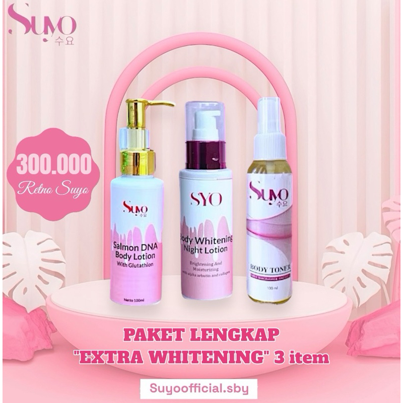 Jual SUYO PAKET EXTRA WHITENING 3 item (Salmon DNA) | Shopee Indonesia