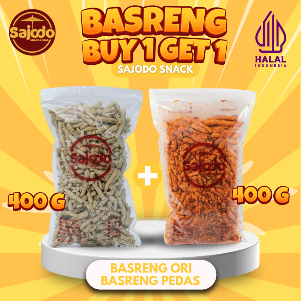 Jual (Buy 1 Get 1) Basreng Pedas 400 Gr Gratis Basreng Ori 400 Gr Sajodo Snack & Food Cemilan ...