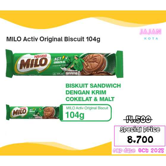 Jual MILO ACTIV ORIGINAL Biscuit 104 gram | Shopee Indonesia
