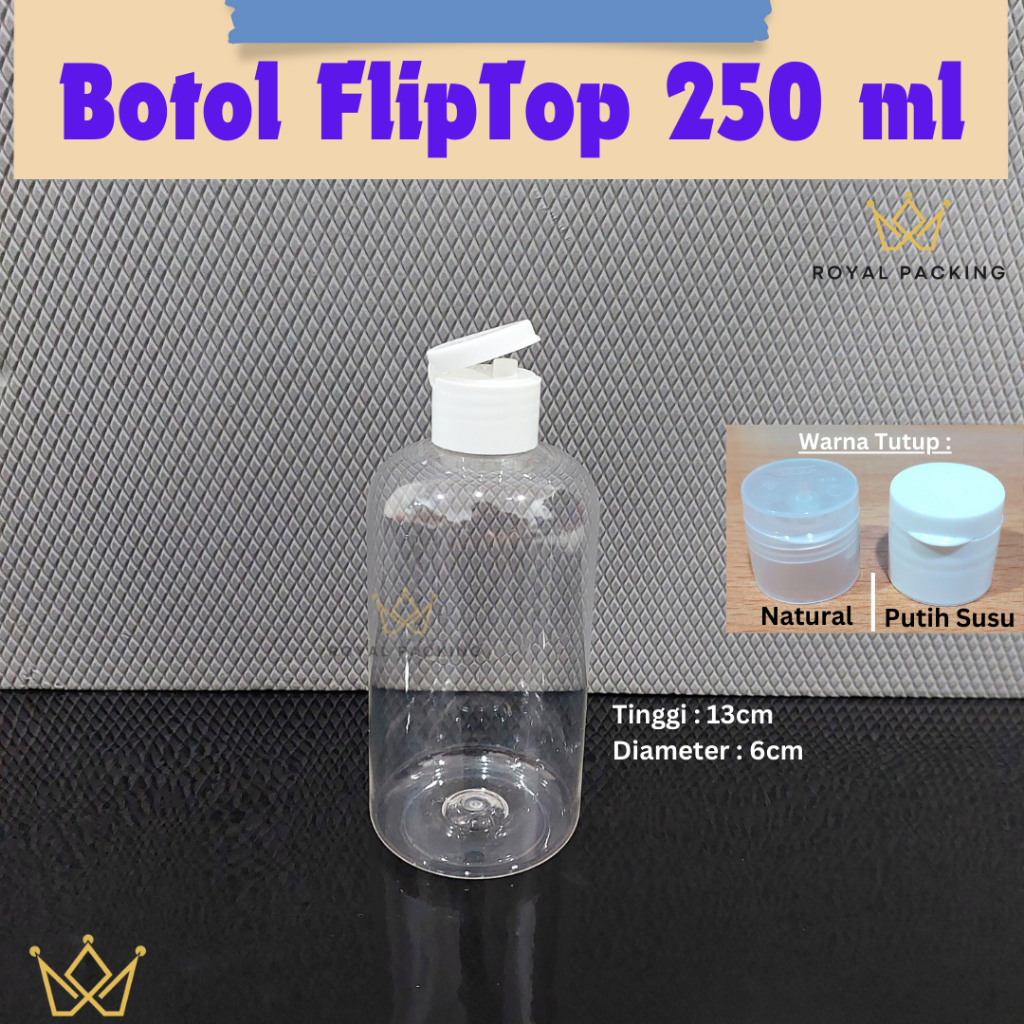 Jual [RP] Botol Flip Top 250 ml Bening / Botol Plastik Fliptop 250ml ...
