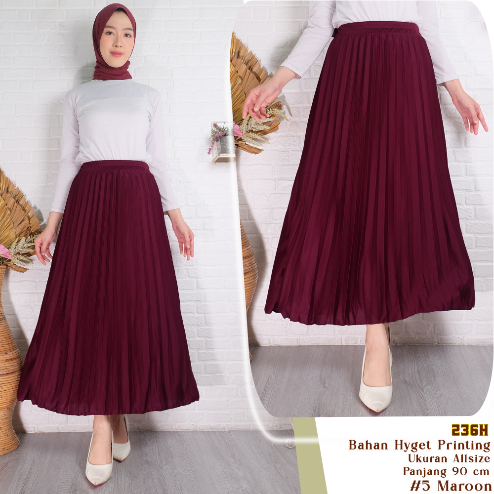Jual ROK PLISKET HYGET POLOS PREMIUM PANJANG / ROK PAYUNG HYGET WANITA 236hpolos | Shopee Indonesia