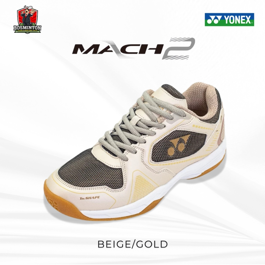 Jual Sepatu Badminton Yonex Mach 2 Beige / Gold Original Bulu Tangkis ...