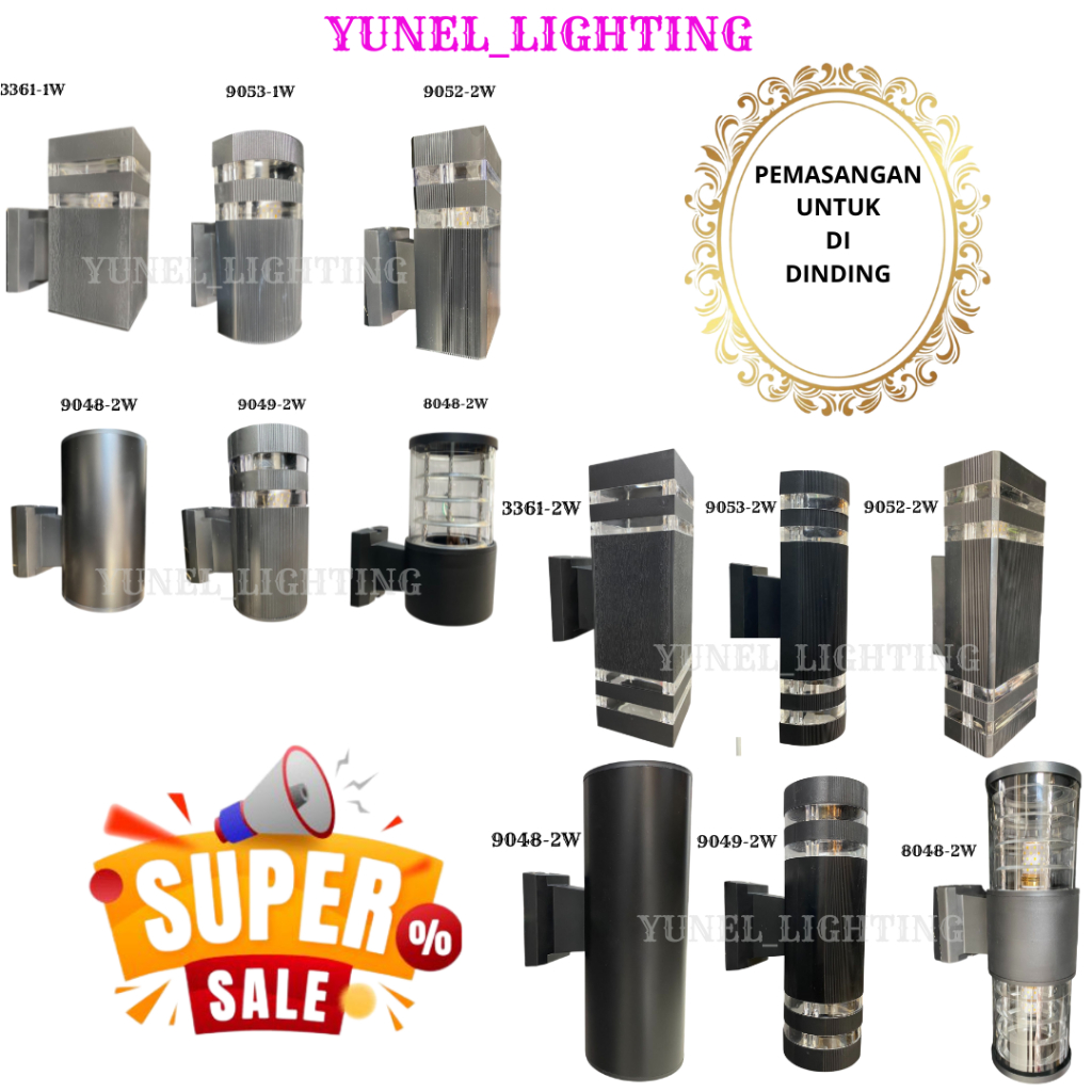 Jual Lampu dinding outdoor minimalist 1 arah/2 arah variasi [ Setengah ...