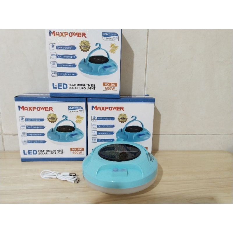 Jual MAXPOWER MX-203 600W EMERGENCY LAMPU UFO TENAGA SURYA / SOLAR UFO LIGHT 600W CAHAYA TERANG ...