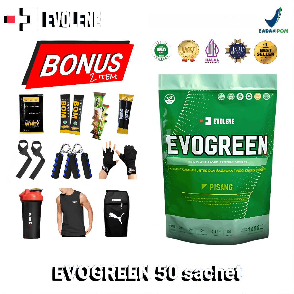 Jual Evolene Evo Green 50 Sachet Evolene Plant Based Whey Protein Vegan ...