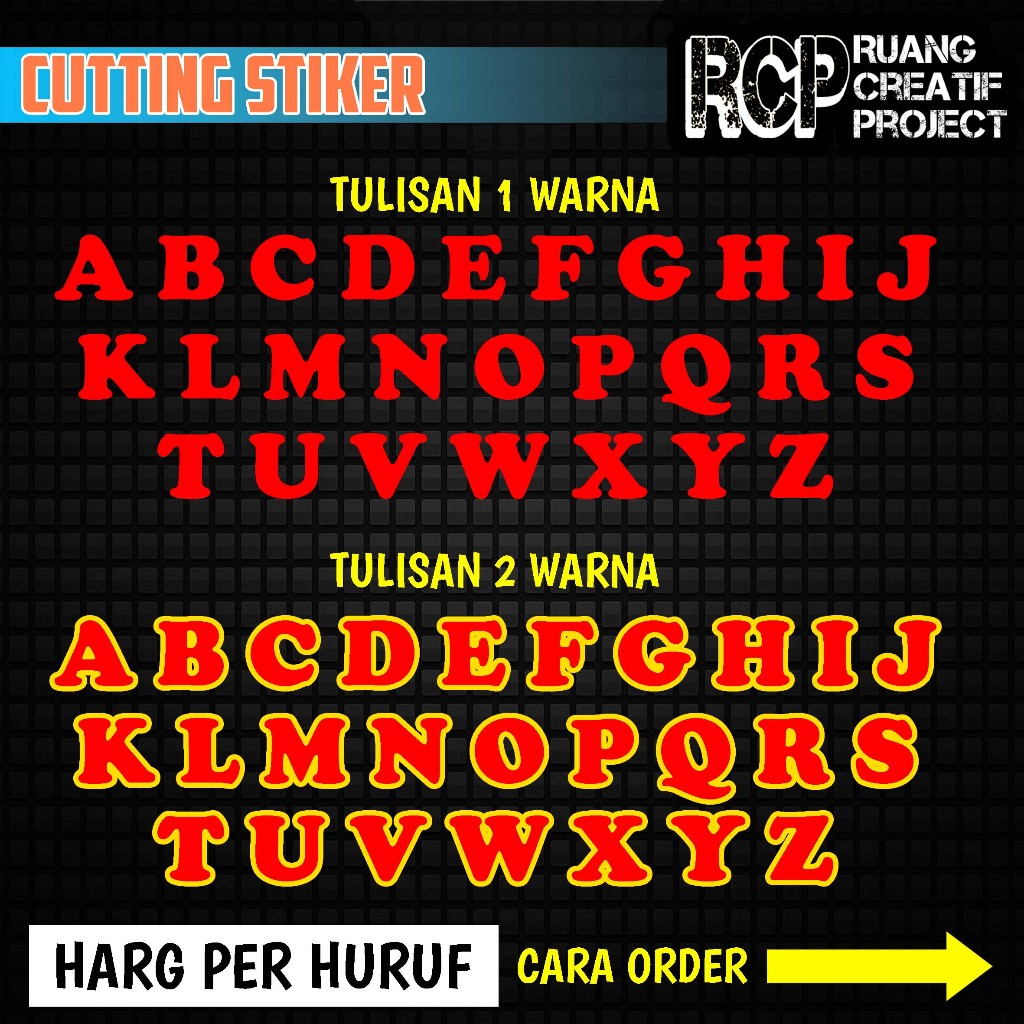 Jual CUTTING STIKER HURUF SATUAN / STIKER KACA / STIKER GEROBAK ETALASE ...