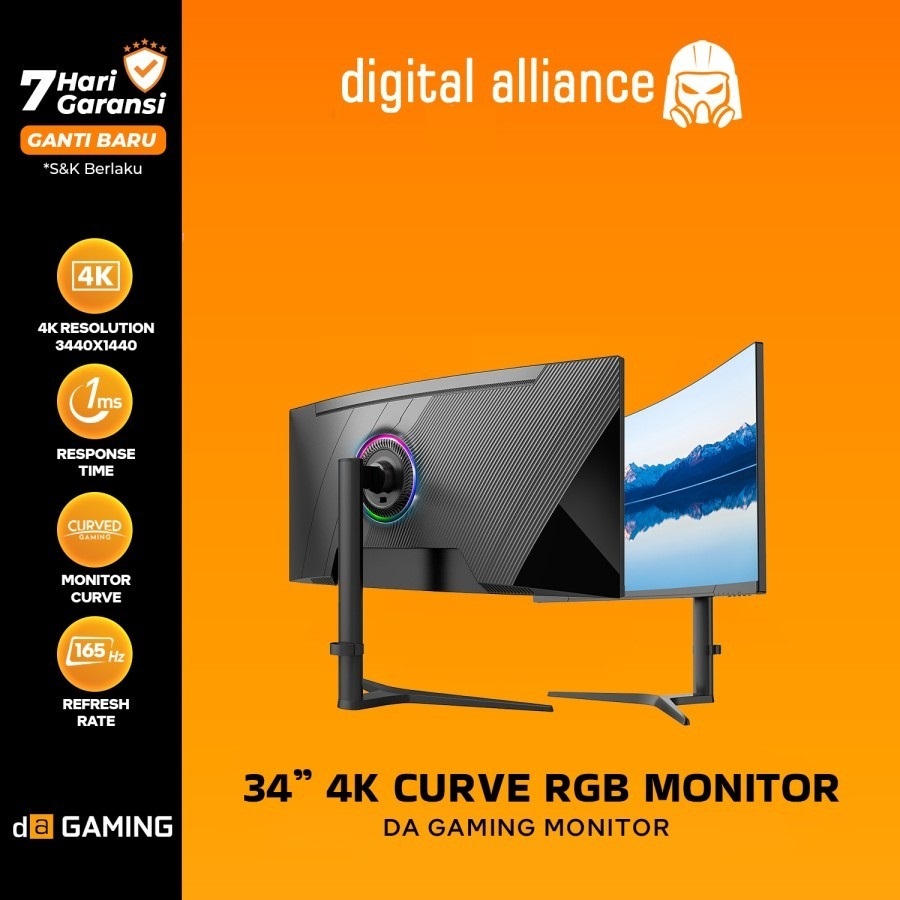 Jual Monitor Gaming Digital Alliance DA34-4KRE165 34" 4K VA 165Hz Curved | Shopee Indonesia
