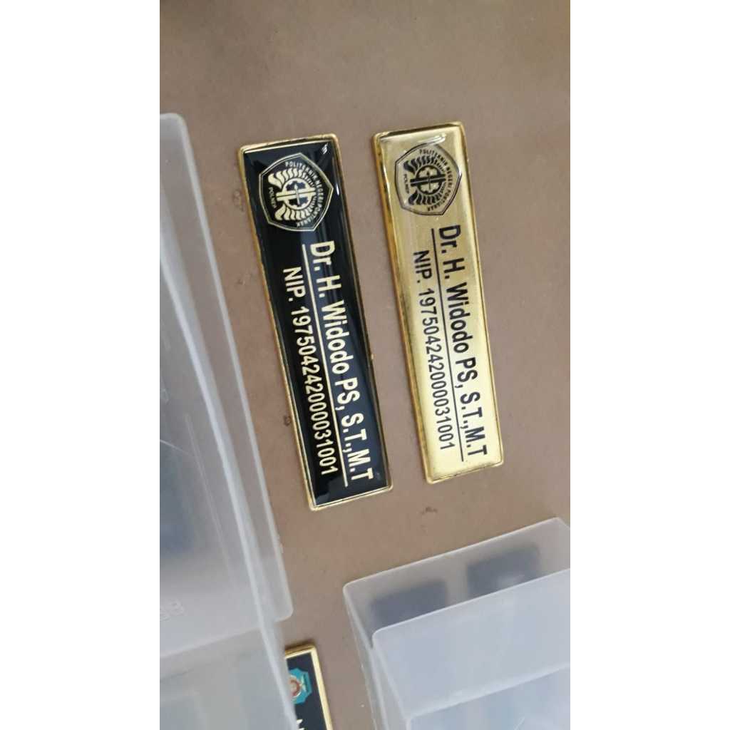 Jual Name Tag Besi Warna Emas gold Pengganti kuningan, tebal bahan 1mm ...