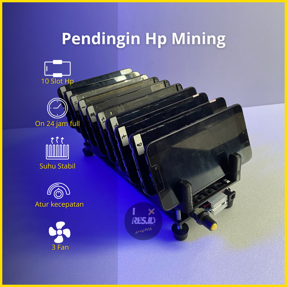 Jual Kipas pendingin hp buat mining + rack 10 dan 20slot dudukan hp ...