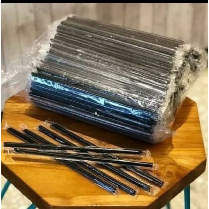 Jual Sedotan steril hitam ujung runcing/Pipet minuman | Shopee Indonesia