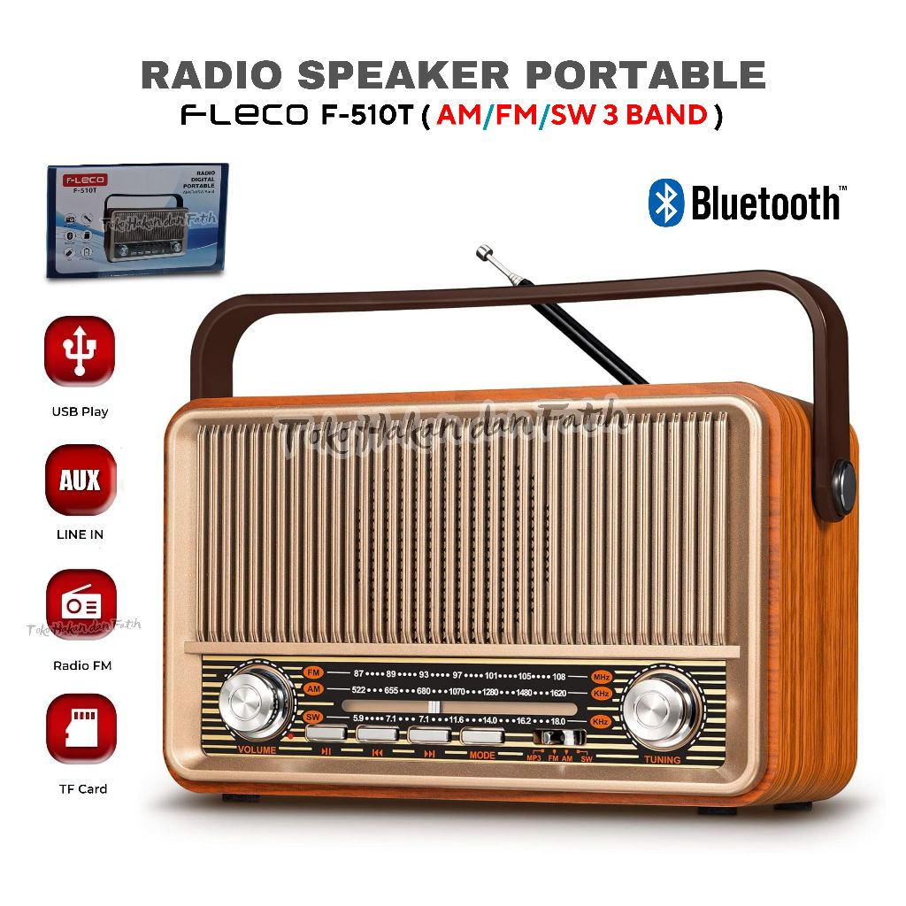Jual Radio FM/AM/SW Speaker Portable Bluetooth FM Radio Wood Design ...