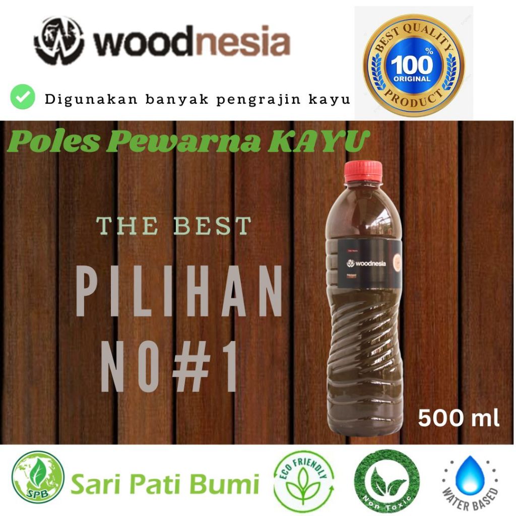 Jual Poles kayu 500 ml Pewarna kayu Water Based Kayu Jati Mahoni Walnut ...