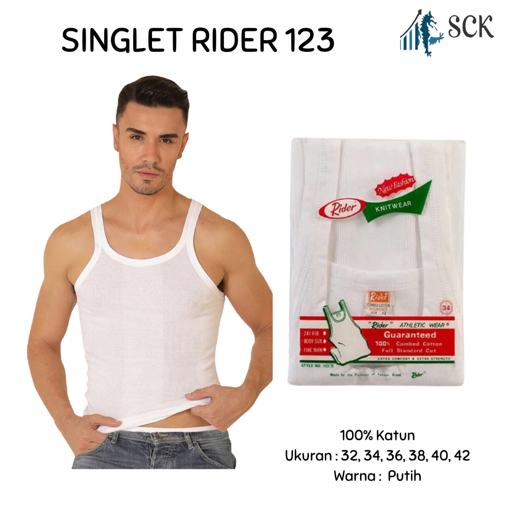 Jual Singlet RIDER 123 Size 32-42 Putih Polos / Pakaian Dalam Pria ...