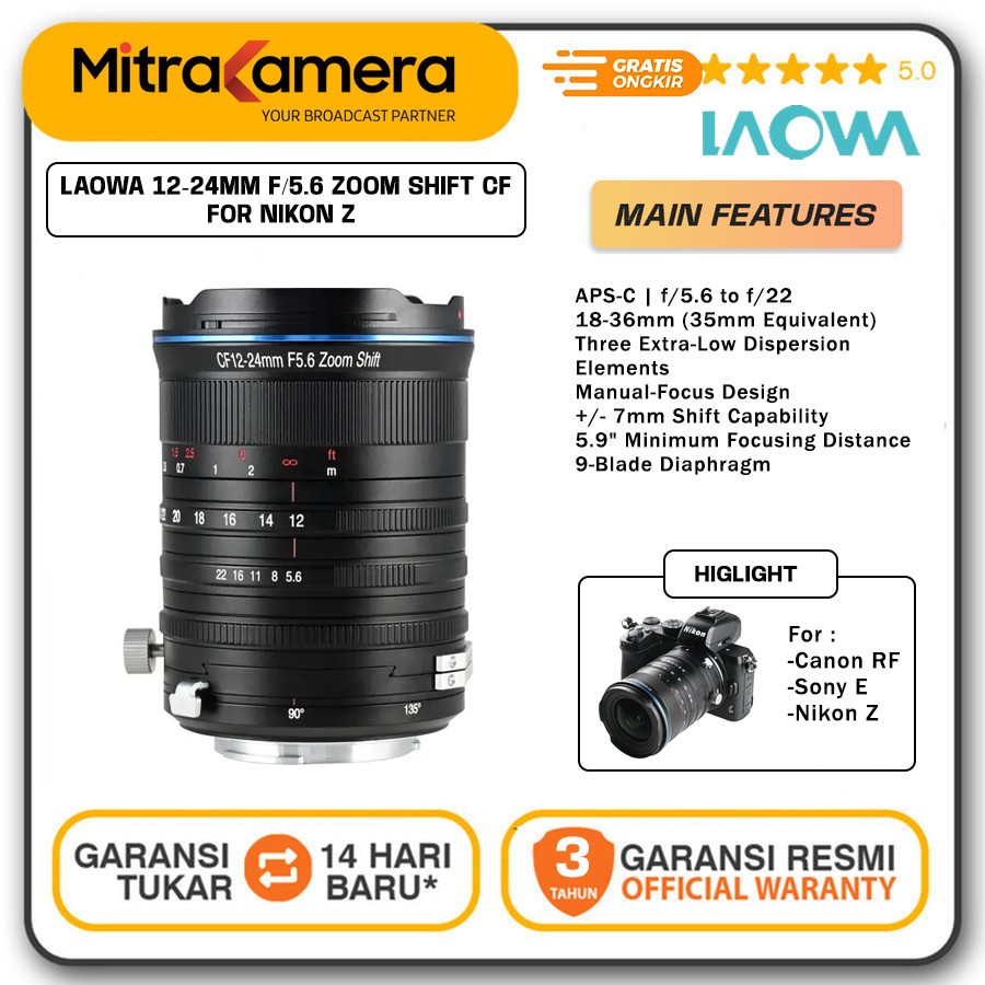 Jual Laowa 12-24mm f/5.6 Zoom Shift CF For Nikon Z | Shopee Indonesia